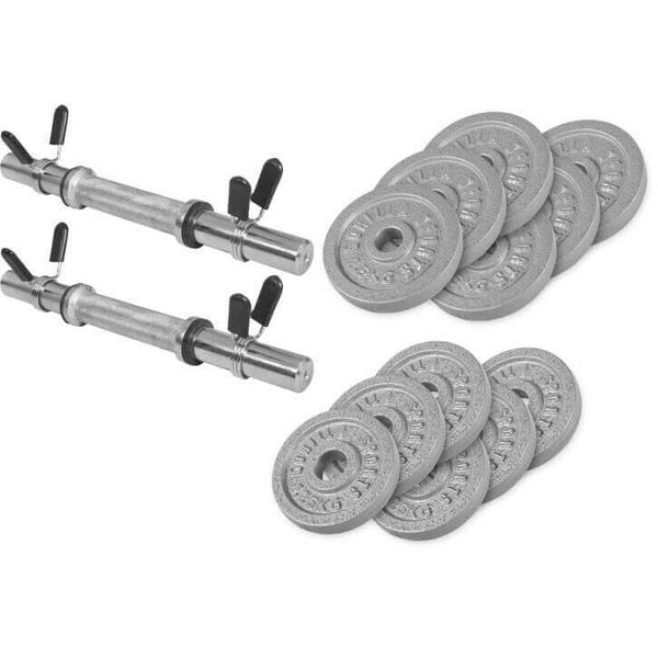 Dumbbell set spring-loaded cast iron 27.5 kg – Gorilla Sports UK